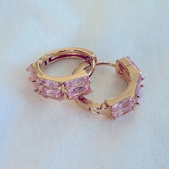 Jewelry | Pink And Gold Filled Huggie Hoop Earrings Nip | Poshmark